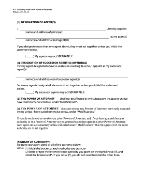 Fillable Online Power of Attorney New York Statutory Short Form - Spano ...