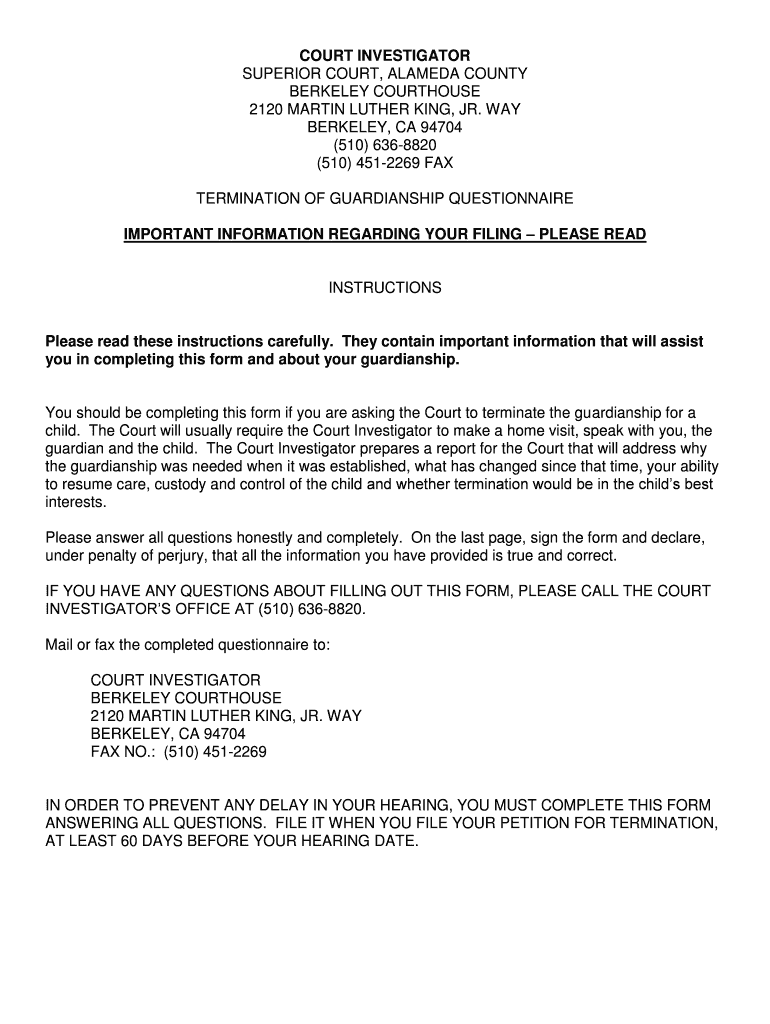 Fillable Online alameda courts ca COURT INVESTIGATOR Judicial Council forms Fax Email Print ...