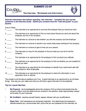 Fillable Online Interview Worksheet Fax Email Print - pdfFiller