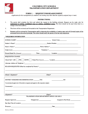 Fillable Online FORM 1 - REQUEST FOR REASSIGNMENT Fax Email Print ...