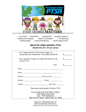 Fillable Online schools fwps DECATUR HIGH SCHOOL PTSA - schools fwps ...