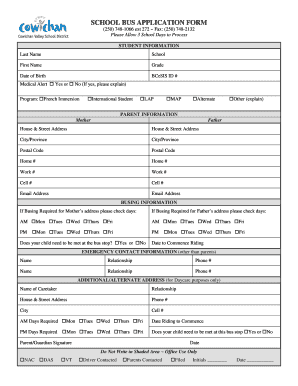 Fillable Online SCHOOL BUS APPLICATION FORM Fax Email Print - pdfFiller