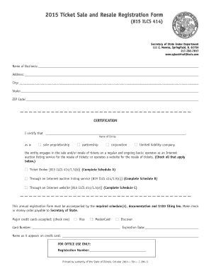 Fillable Online cyberdriveillinois 2014 Ticket Sale and Resale ...