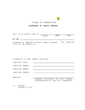 Fillable Online Thesis/Project Proposal Form - TCF Fax Email Print ...