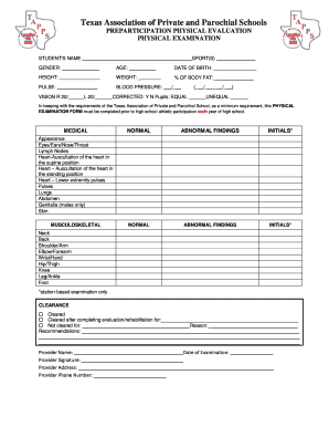 Fillable Online awty Athletic Participation (Physical Examination) Form ...