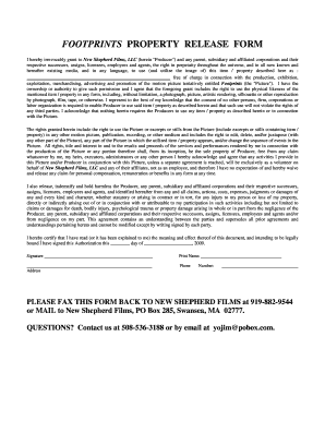 Fillable Online FOOTPRINTS PROPERTY RELEASE FORM Fax Email Print ...