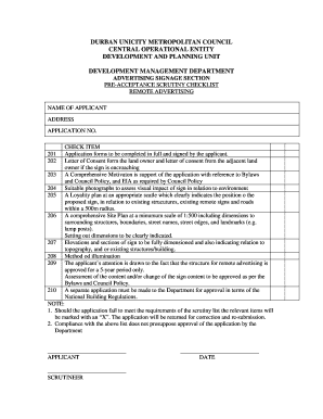 Fillable Online Pre-Acceptance Scrutiny Checklist - Remote Advertising ...