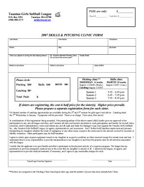 Fillable Online 0 2007 clinic registration form.doc ...