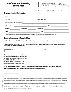 Fillable Online Confirmation of Banking Information Form ...