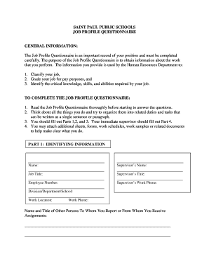 Fillable Online hr spps JOB PROFILE QUESTIONNAIRE - hr spps Fax Email ...