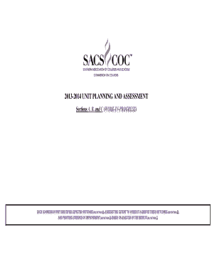 Fillable Online sacscoc 2013-2014 SACSCOC Unit Planning and Assessment ...
