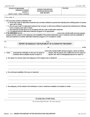 Fillable Online courts mi Order for Report after Notification and ...