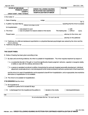 Fillable Online courts mi Order Following Hearing on Petition for ...