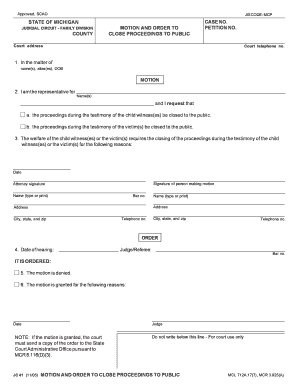 Fillable Online courts michigan Approved, SCAO JIS CODE: MCP STATE OF ...