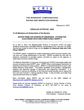 Fillable Online wcribma System for Electronic Rate and Form Filing ...