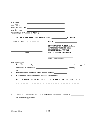 Fillable Online Petition for Withdrawal of Funds from Minor's Restricted ... - Forms Fax Email ...