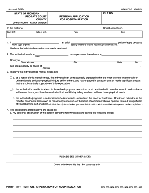 Fillable Online Petition/Application for Hospitalization - Forms Fax ...