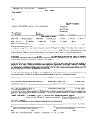 Fillable Online Appearance Bond - Forms Fax Email Print - pdfFiller