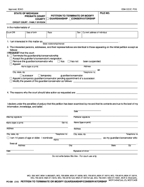 Fillable Online Petition to Terminate or Modify Guardianship ...