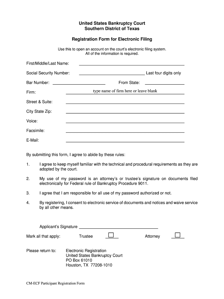 Fillable Online Registration Form for Electronic Filing - Forms Fax ...
