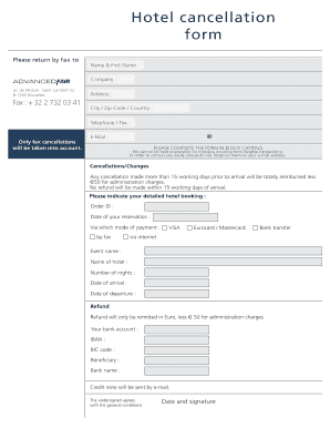 Fillable Online Hotel cancellation form Fax Email Print - pdfFiller