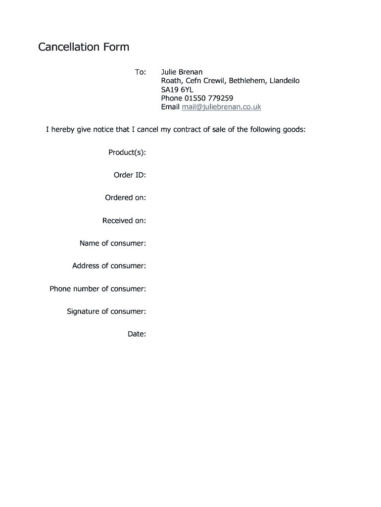Fillable Online Printable cancellation form - Orchardweb Fax Email ...