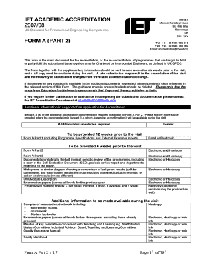 Fillable Online doc ic ac IET ACADEMIC ACCREDITATION 2007/08 FORM A ...