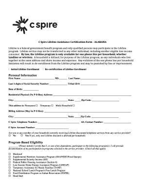 Fillable Online C Spire Lifeline Assistance Certification Form Fax ...