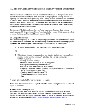 Fillable Online du Sample Employer Letter for Social Security Number ...