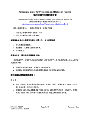 Fillable Online TEMPORARY ORDER FOR PROTECTION--NOTICE OF HEARING ...