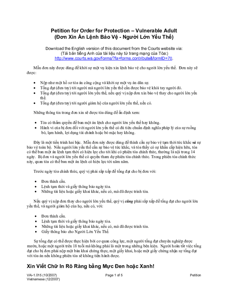Fillable Online www.courts.wa.govFormsCourt Forms: Vulnerable Adult ...