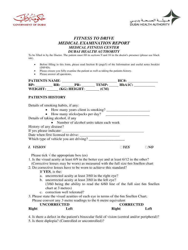 Fillable Online rta FITNESS TO DRIVE - rta Fax Email Print - pdfFiller