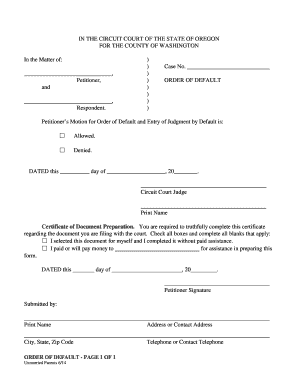 Bill Of Sale Form Oregon Petitioners Motion For Default Order And Entry ...