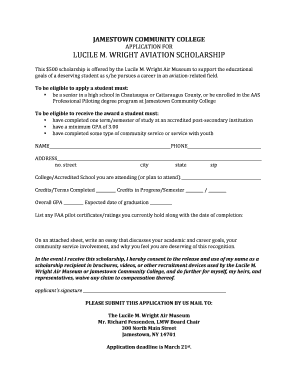 Fillable Online sunyjcc Lucile m. wright aviation scholarship ...