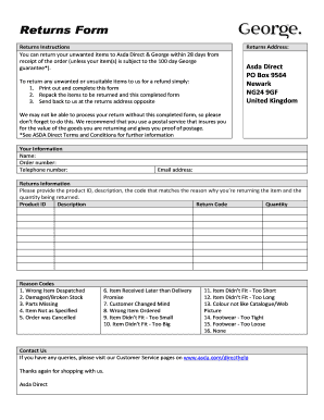 Fillable Online Returns Instructions Fax Email Print - pdfFiller