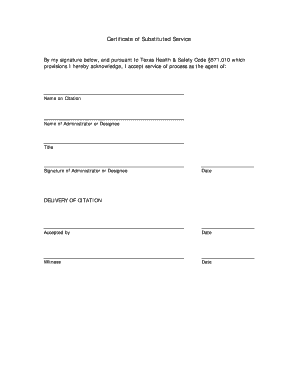 Fillable Online uth tmc Certificate of Substituted Service form - uth ...