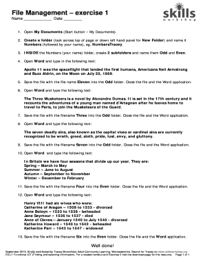 Fillable Online L1 File management practice - Exercise 1 - Skills ...