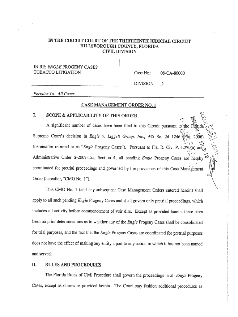 Fillable Online fljud13 Case Management Order No1 - Thirteenth Judicial ...