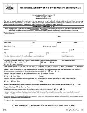 Fillable Online atlantahousing THE HOUSING AUTHORITY OF THE CITY OF ...