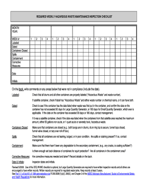 Fillable Online michigan REQUIRED WEEKLY HAZARDOUS WASTE MAINTENANCE ...