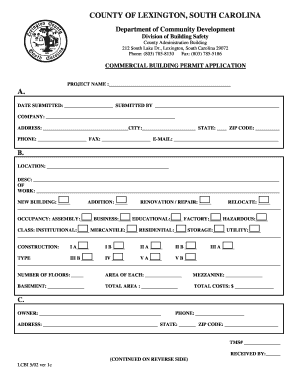 Fillable Online lex-co sc Commercial Building Permit Application ...
