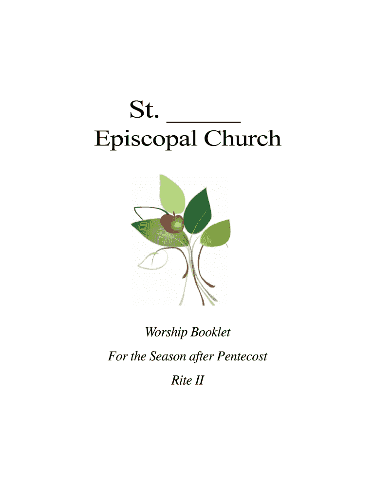 Fillable Online epicenter Sample Worship Booklet - Episcopal Diocese of ...