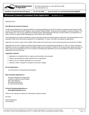 Fillable Online mda state mn Minnesota Livestock Investment Grant Application 2015 Fax Email ...
