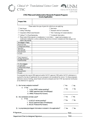 Fillable Online hsc unm CTSC Pilot and Collaborative Research Projects Program Fax Email Print ...