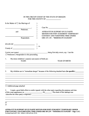 Fillable Online courts oregon Affidavit in Support of Motion for Post ...