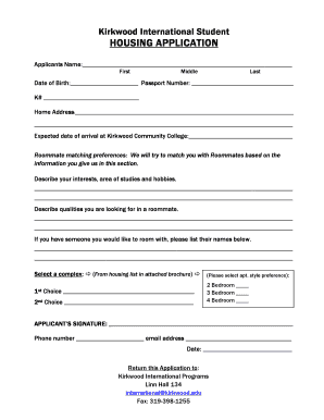 Fillable Online kirkwood Kirkwood International Student Fax Email Print - pdfFiller