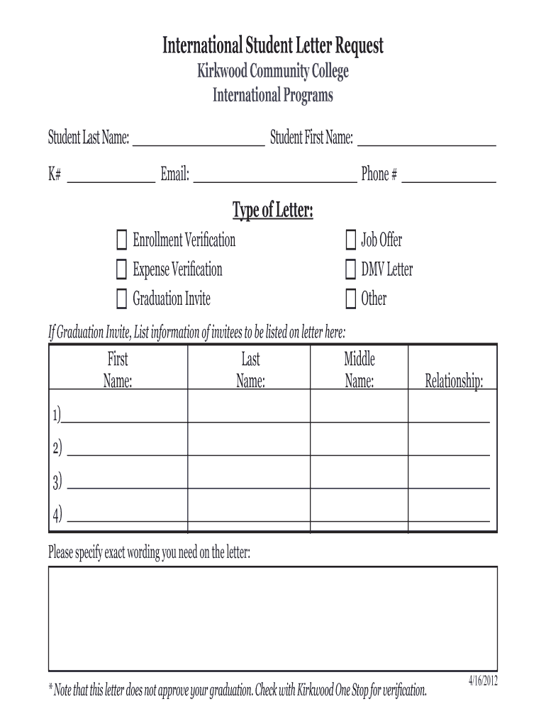 Fillable Online kirkwood Letter request form Web.indd - Kirkwood Community College Fax Email ...