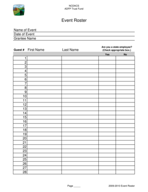 Fillable Online ncadfp Event Roster Template - ncadfp Fax Email Print ...