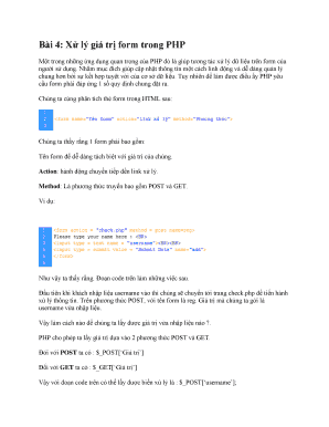Fillable Online uet vnu edu B i 4: X? l gi tr? form trong PHP - uet vnu edu Fax Email Print ...