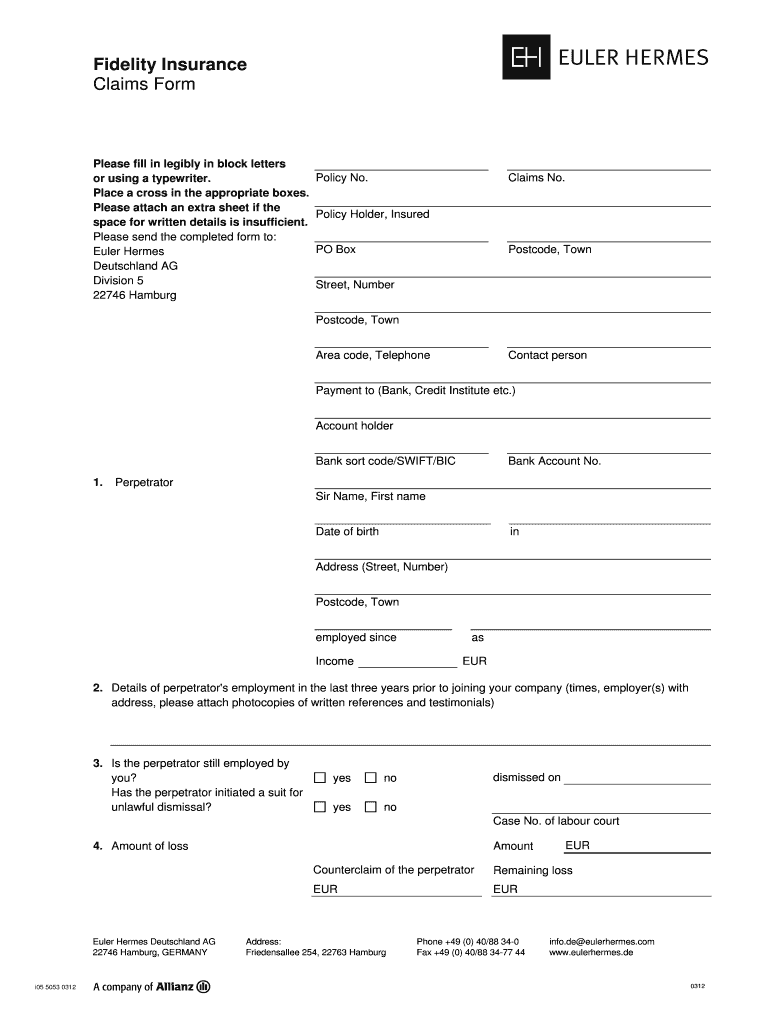 Fillable Online geschaeftsstellenfinder eulerhermes Fidelity Insurance ...